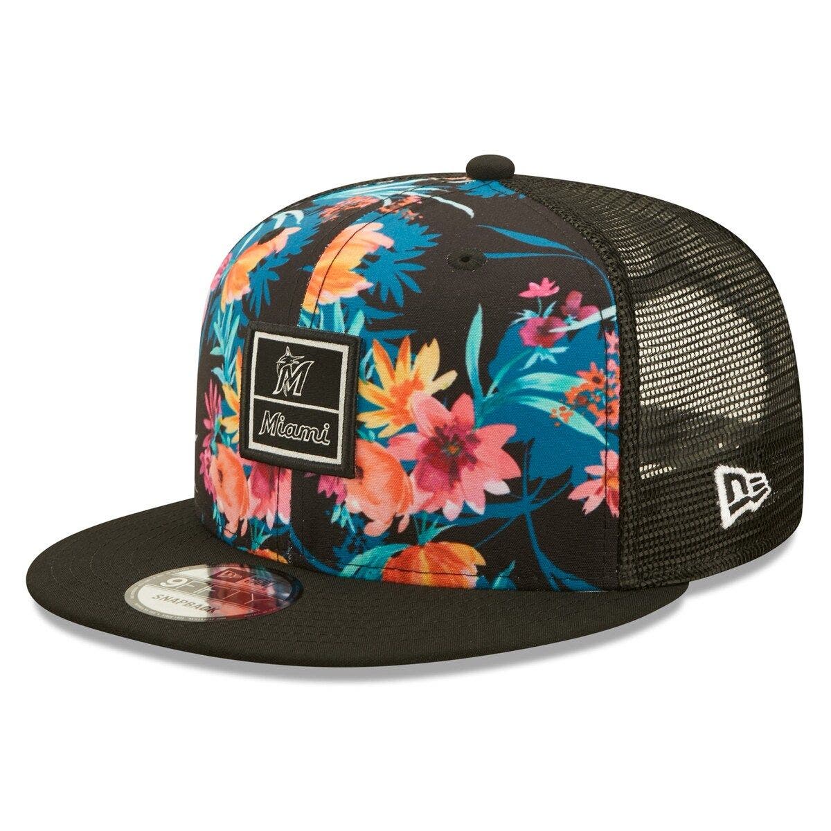 New Era Men's New Era Black Miami Marlins Tropic Trucker 9FIFTY ...