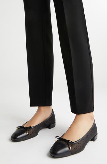 Stuart Weitzman Sleek Cap Toe Bow Flat (Women) | Nordstrom