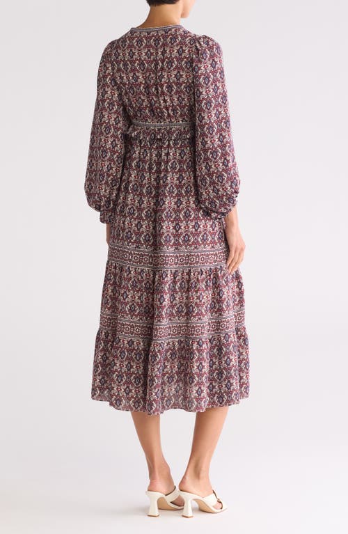 Max Studio Floral Empire Waist Tiered Maxi Dress In Cream/burgundy ...