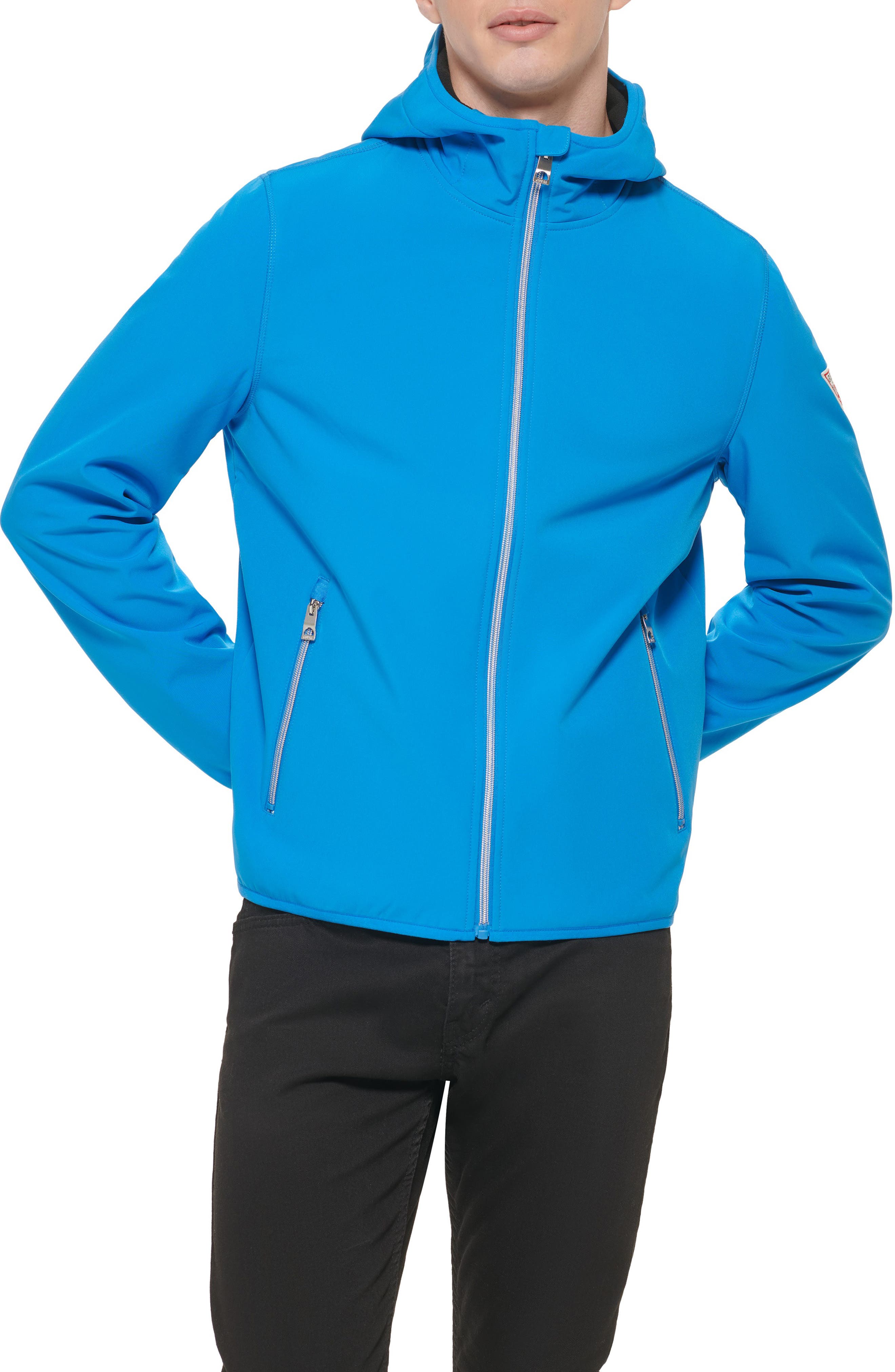 GUESS Softshell Hooded Rain Jacket | Nordstromrack