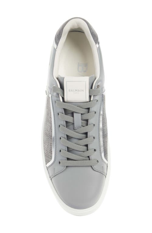 Balmain B-court Perforated Monogram Suede Low Top Sneaker In Grey/lt ...