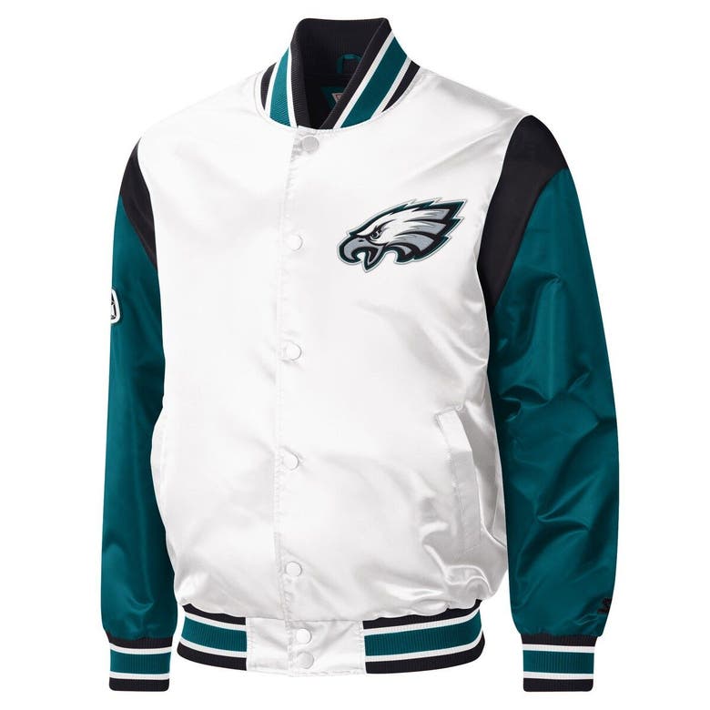 Starter White Philadelphia Eagles Throwback Warm Up Pitch Satin Full ...