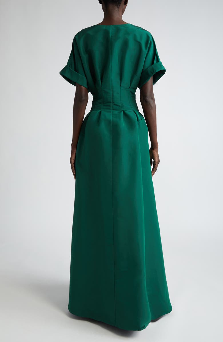 Carolina Herrera Cuffed Short Sleeve Button Front Silk Faille Gown ...