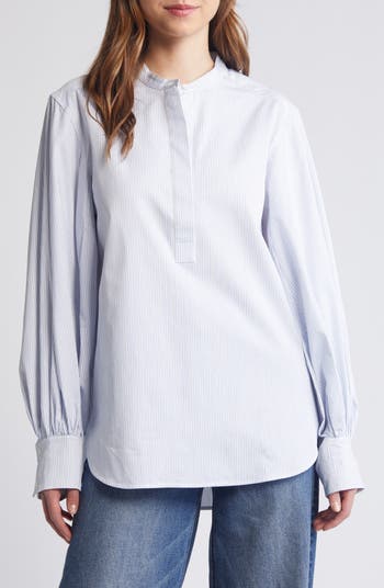 COS Gathered Grandad Collar Button Front Top | Nordstrom