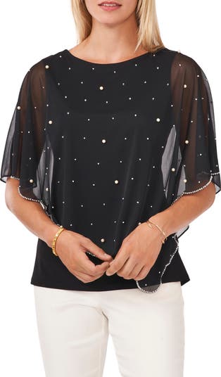 Chaus Beaded Overlay Jersey Top | Nordstrom