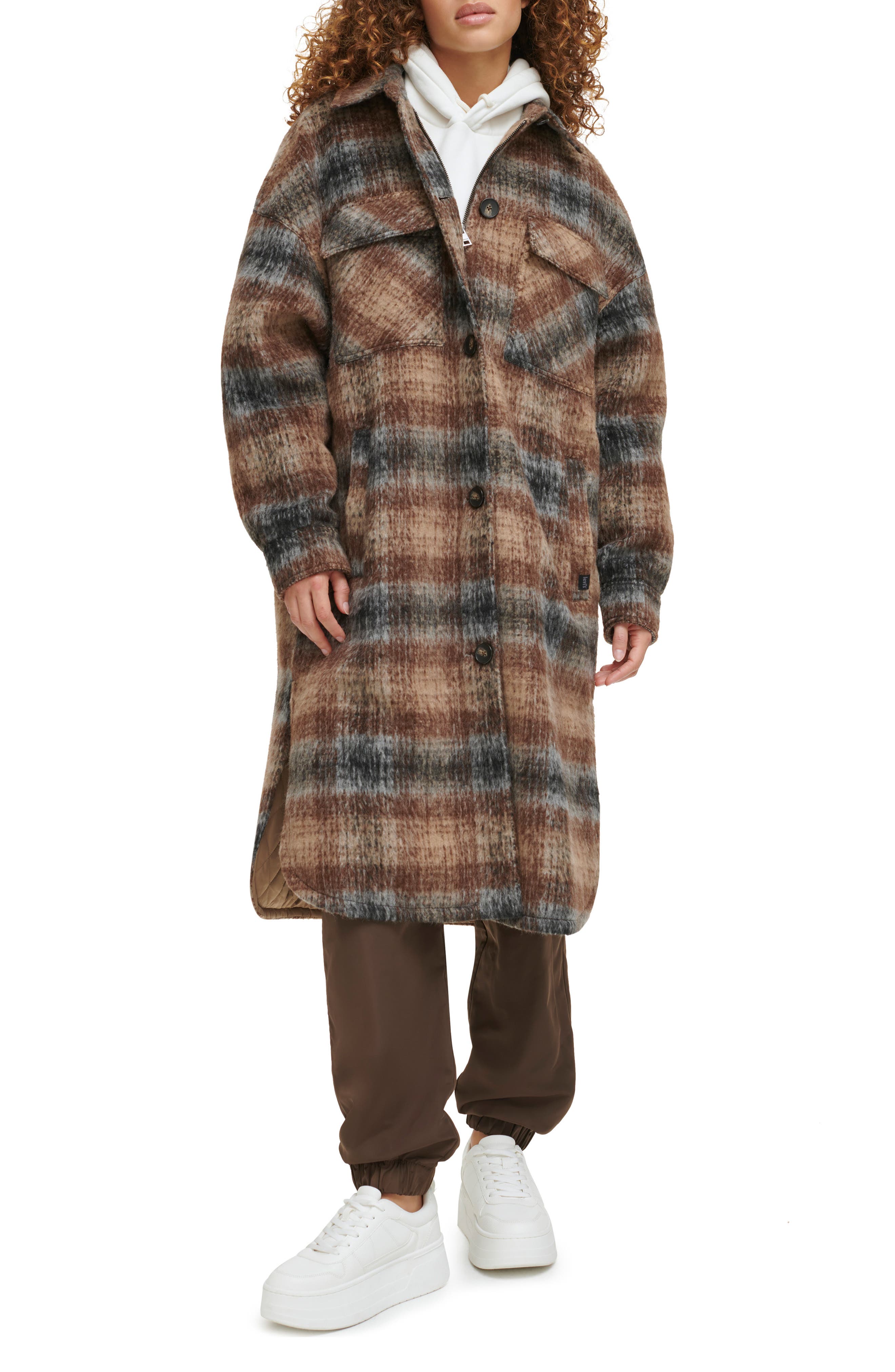 Levi's® Plaid Longline Coat | Nordstrom