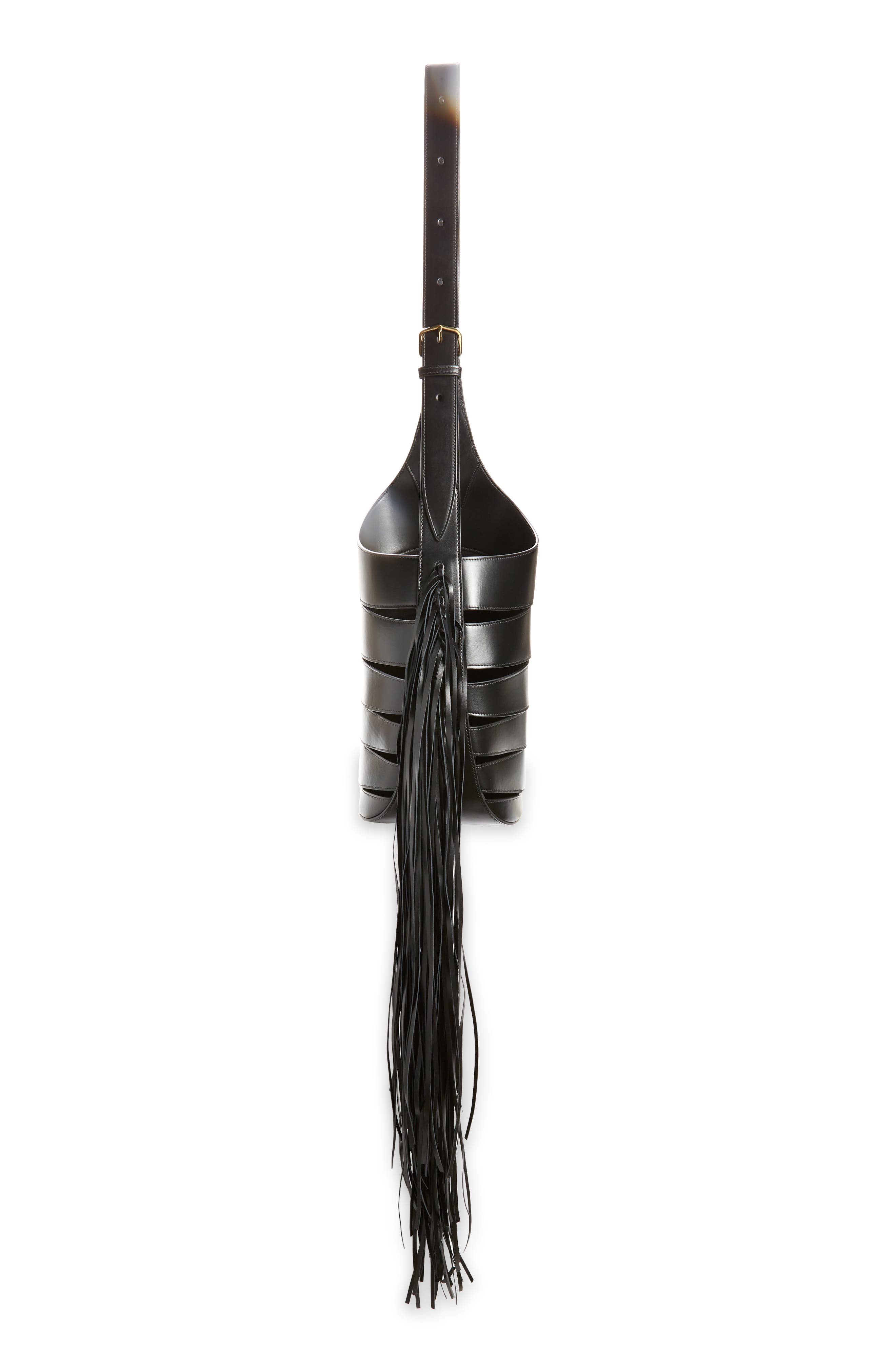 Alaïa Medium Babel Fringe Hobo Crossbody Bag in Noir | Smart Closet