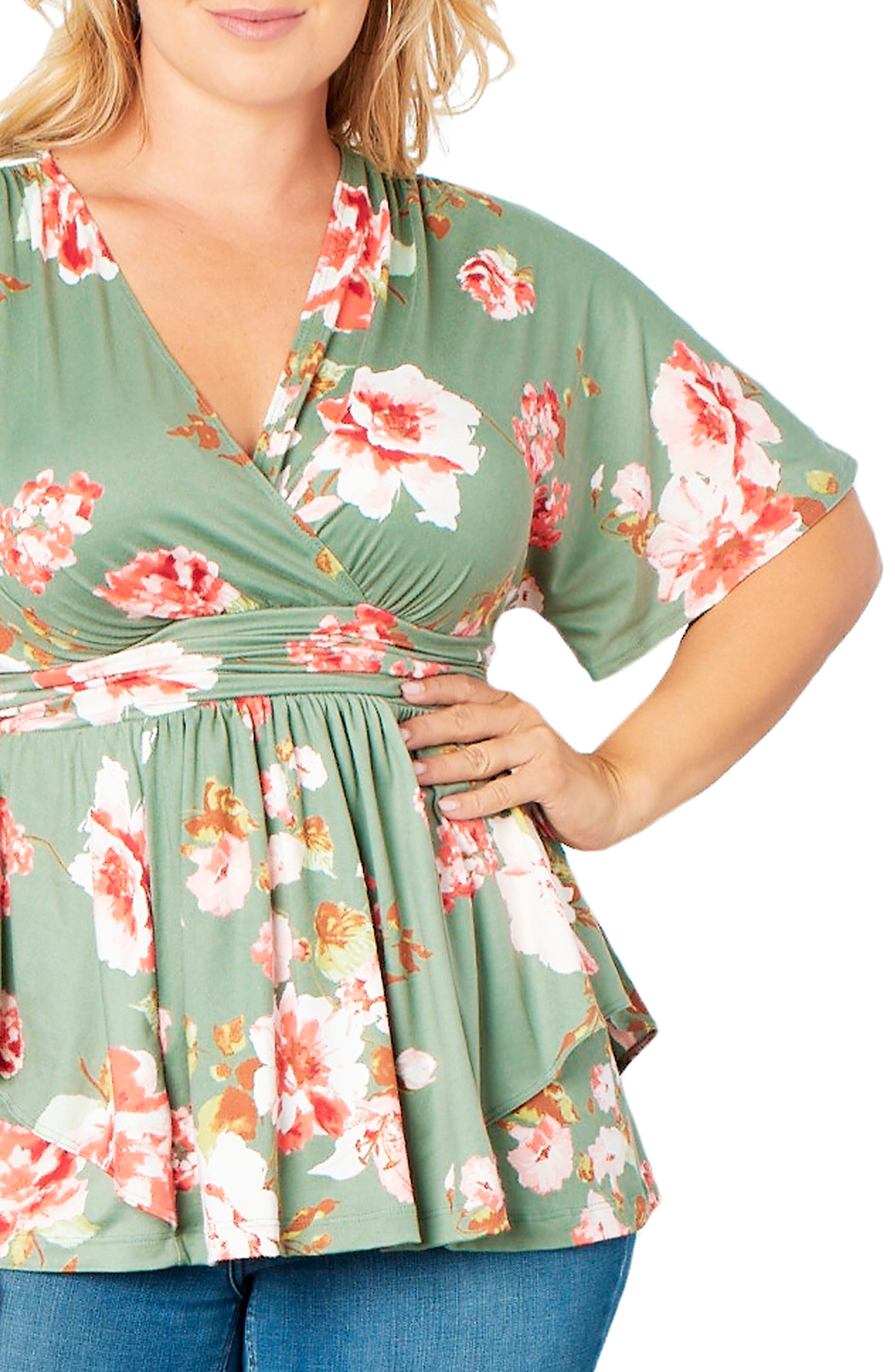 Kiyonna Encore Print Faux Wrap Top | Nordstrom