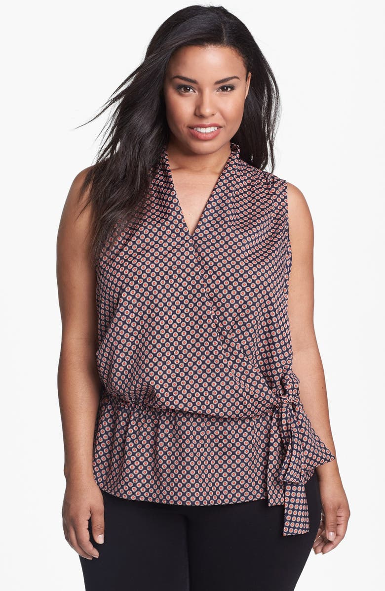 Michael Michael Kors Print Sleeveless Crossover Blouse Plus Size