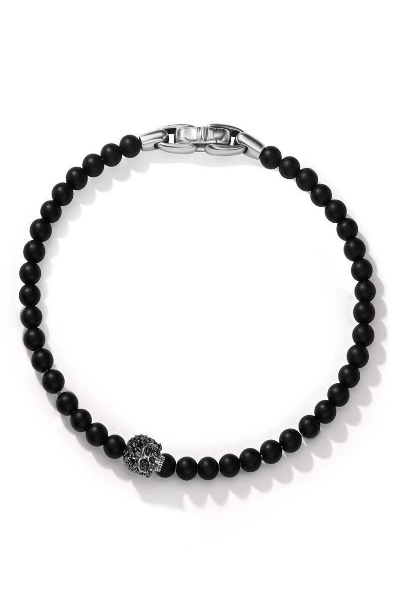 David Yurman Memento Mori Skull Bracelet in Sterling Silver with Black ...