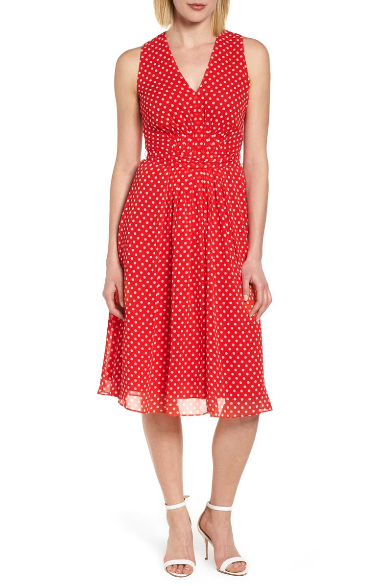 Anne Klein Polka Dot A Line Dress Nordstrom