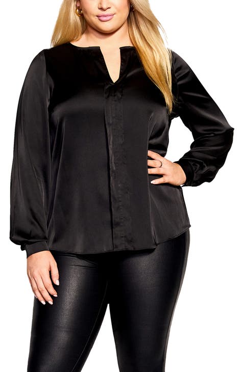 Natalie Satin Pullover Top (Plus Size)