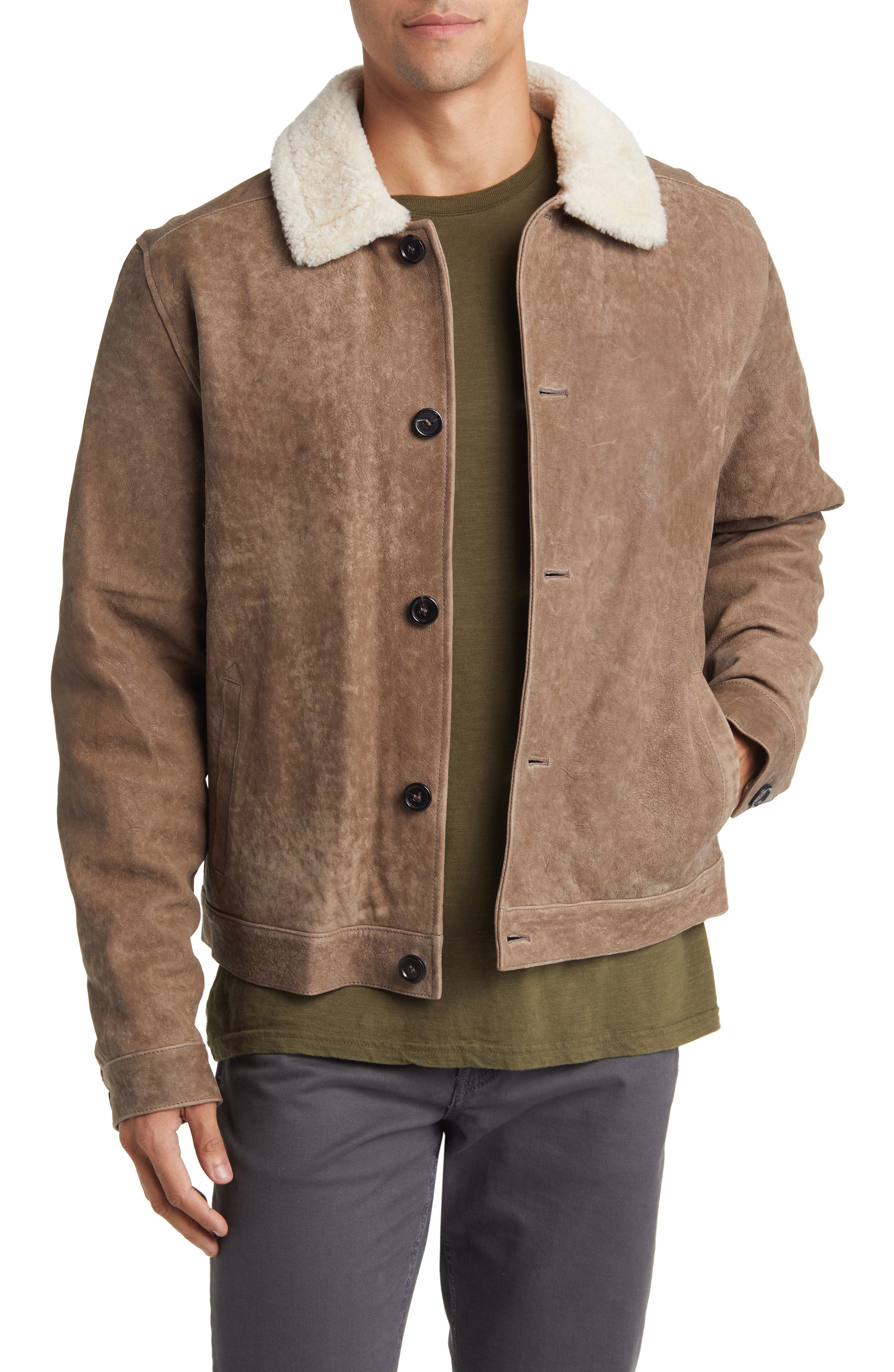 Billy Reid Bishop Down Genuine Shearling & Leather Jacket | Nordstrom
