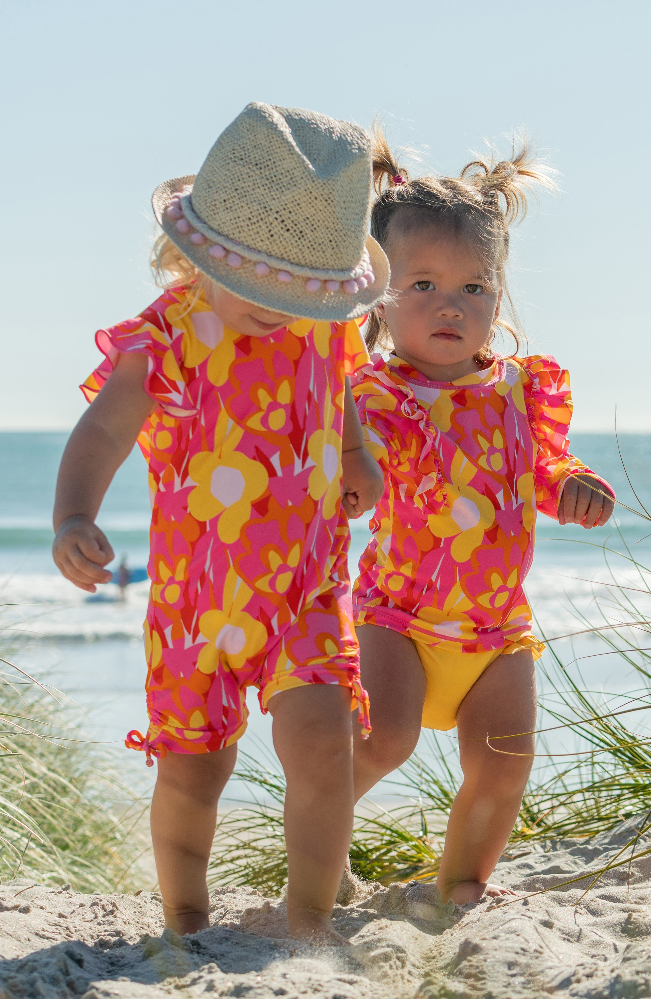 Snapper Rock Kids' Pop of Sunshine Ruffle One-Piece Rashguard Swimsuit ...