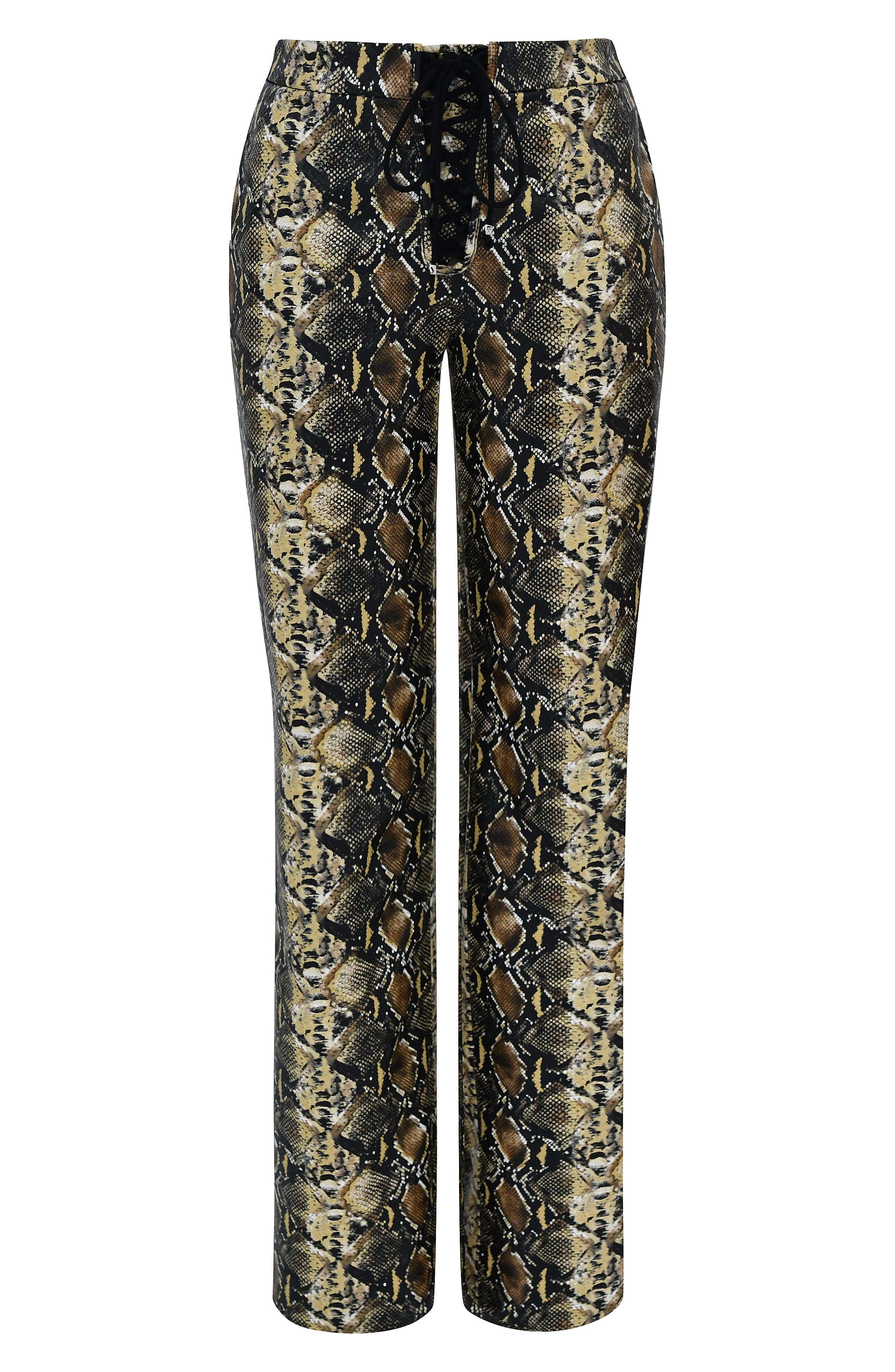 HOUSE OF CB Sernia Lace-Up Faux Leather Trousers | Nordstrom