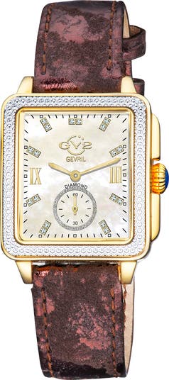 GV2 Gevril Bari Swiss Quartz Diamond Watch, 37mm | Nordstromrack