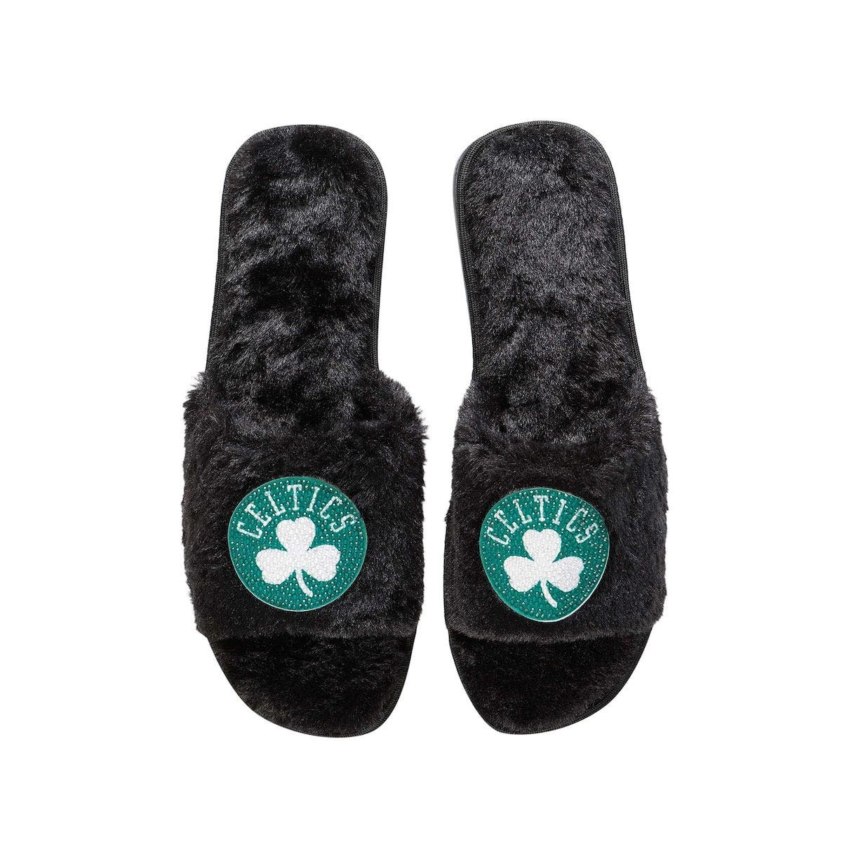 FOCO Women's FOCO Black Boston Celtics Rhinestone Fuzzy Slippers ...