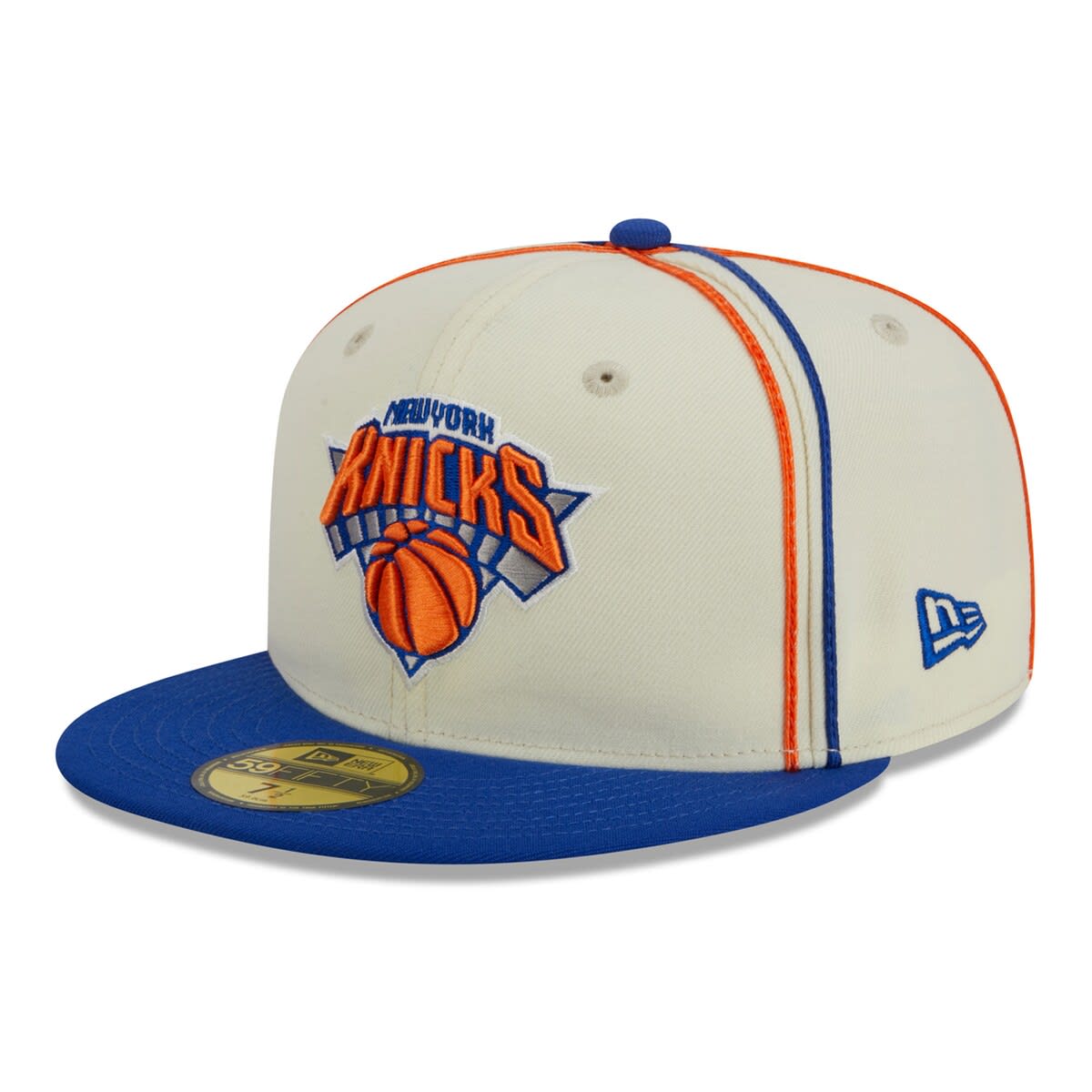 New Era Men's New Era Cream/Blue New York Knicks Piping 2-Tone 59FIFTY ...