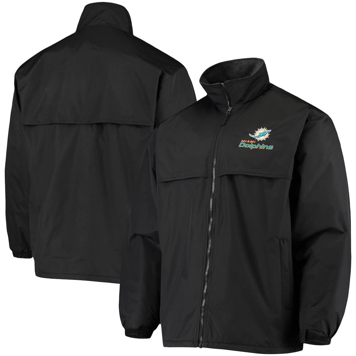 DUNBROOKE Men's Dunbrooke Black Miami Dolphins Triumph Fleece Full-Zip ...
