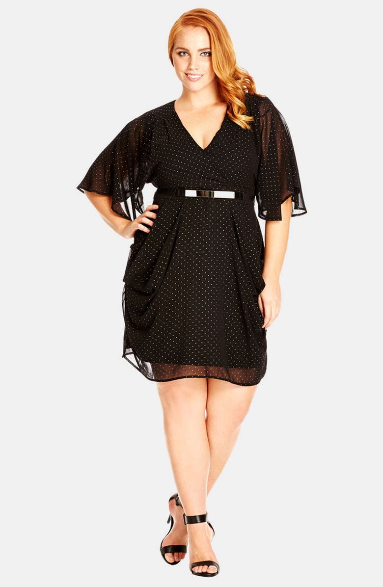 City Chic Pin Spot Belted Faux Wrap Dress Plus Size Nordstrom