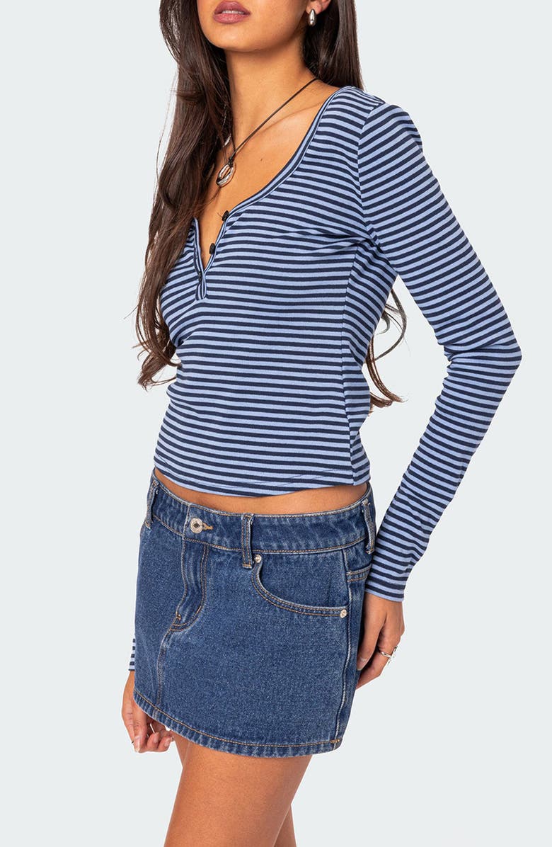 EDIKTED Jocelyn Stripe Stretch Cotton Top | Nordstrom