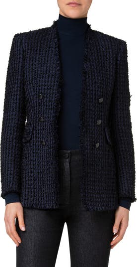Akris punto Double Breasted Open Front Tweed Jacket | Nordstrom