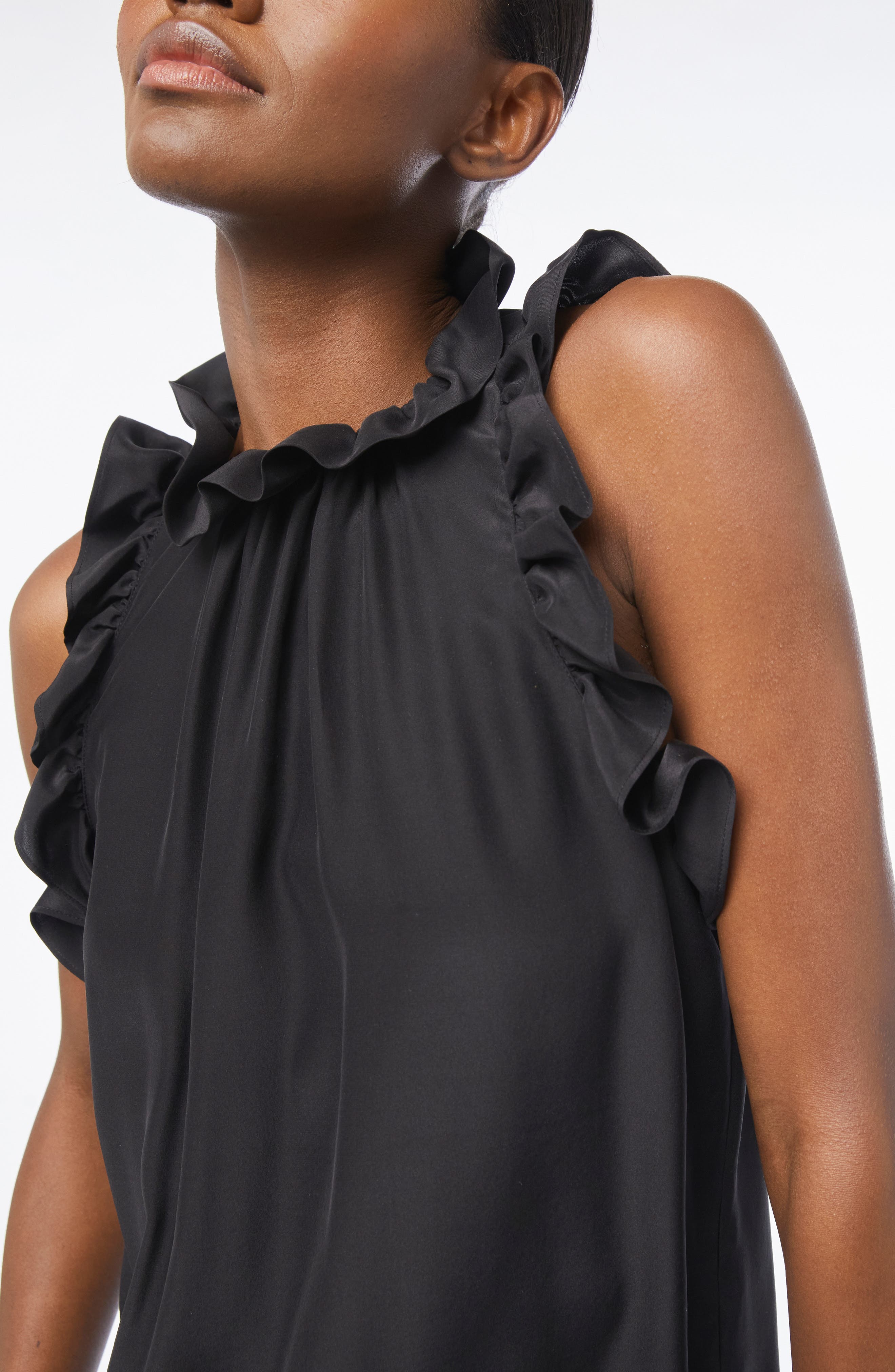 FRAME Ruffle Trim Silk Top | Nordstrom