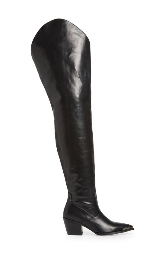 Azalea Wang Ria Thigh-high Cowboy Boot In Black | ModeSens