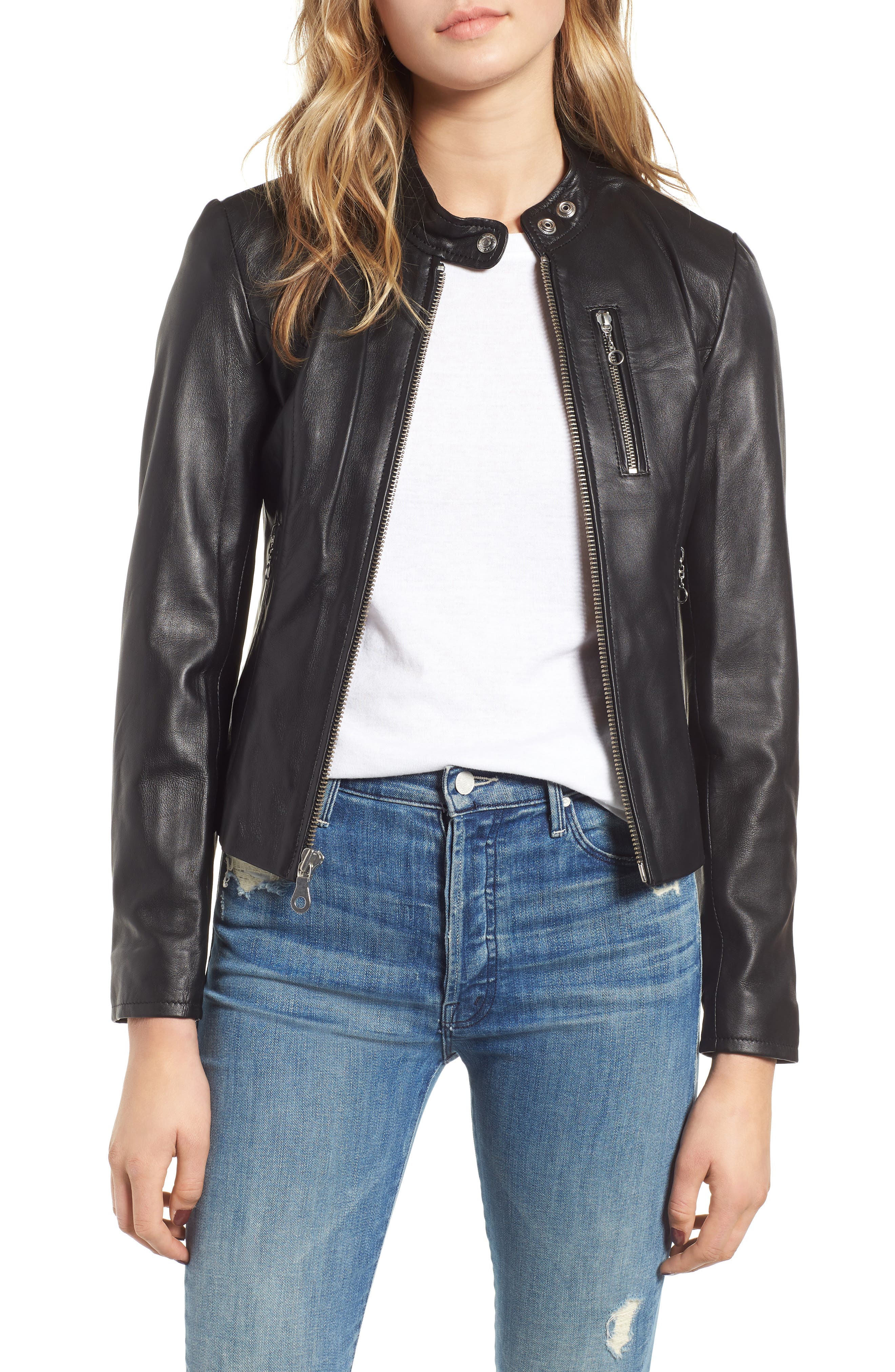 Schott NYC Lambskin Leather Moto Jacket | Nordstrom