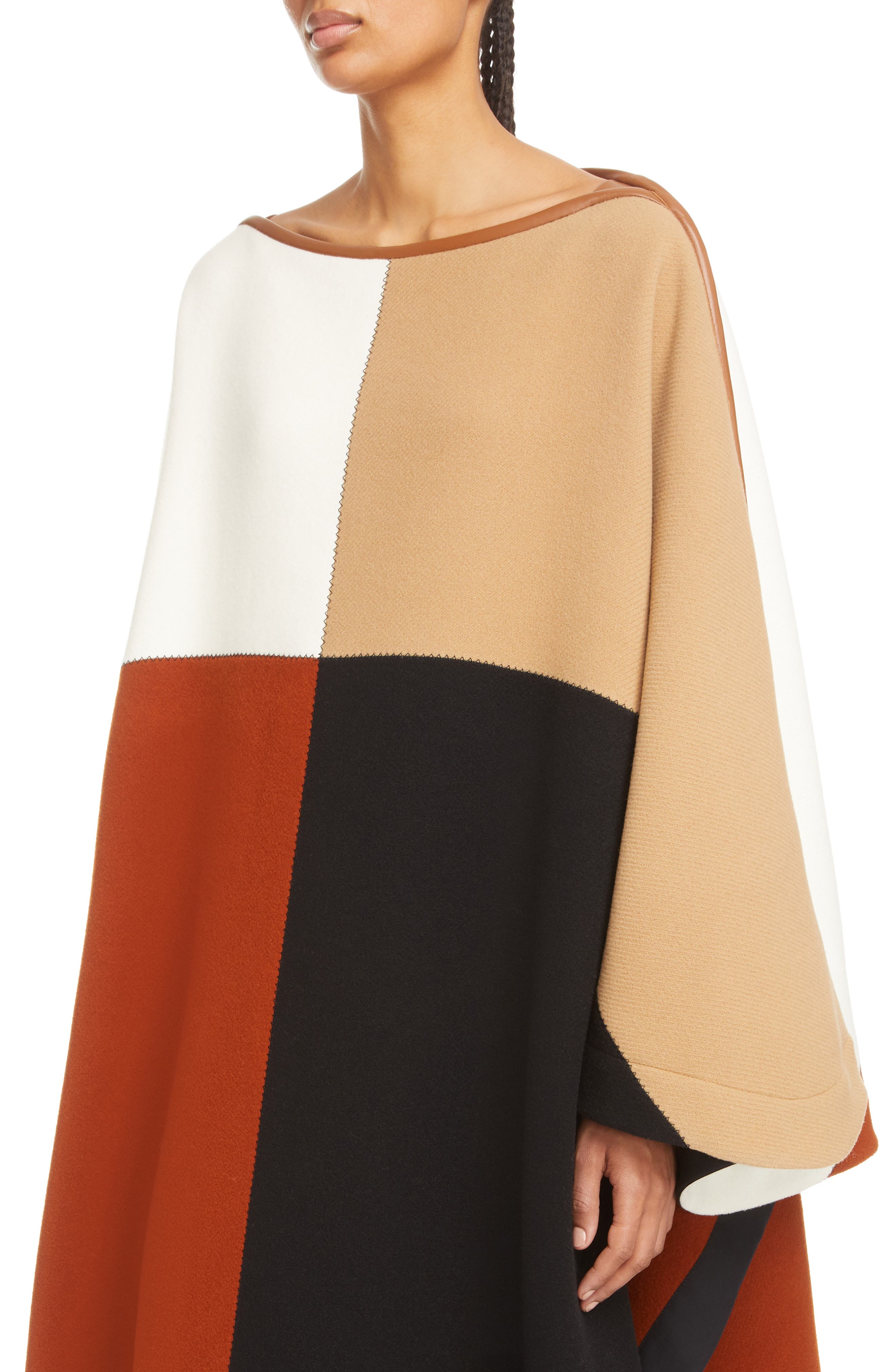 Chloé Colorblock Wool Blend Long Poncho | Nordstrom