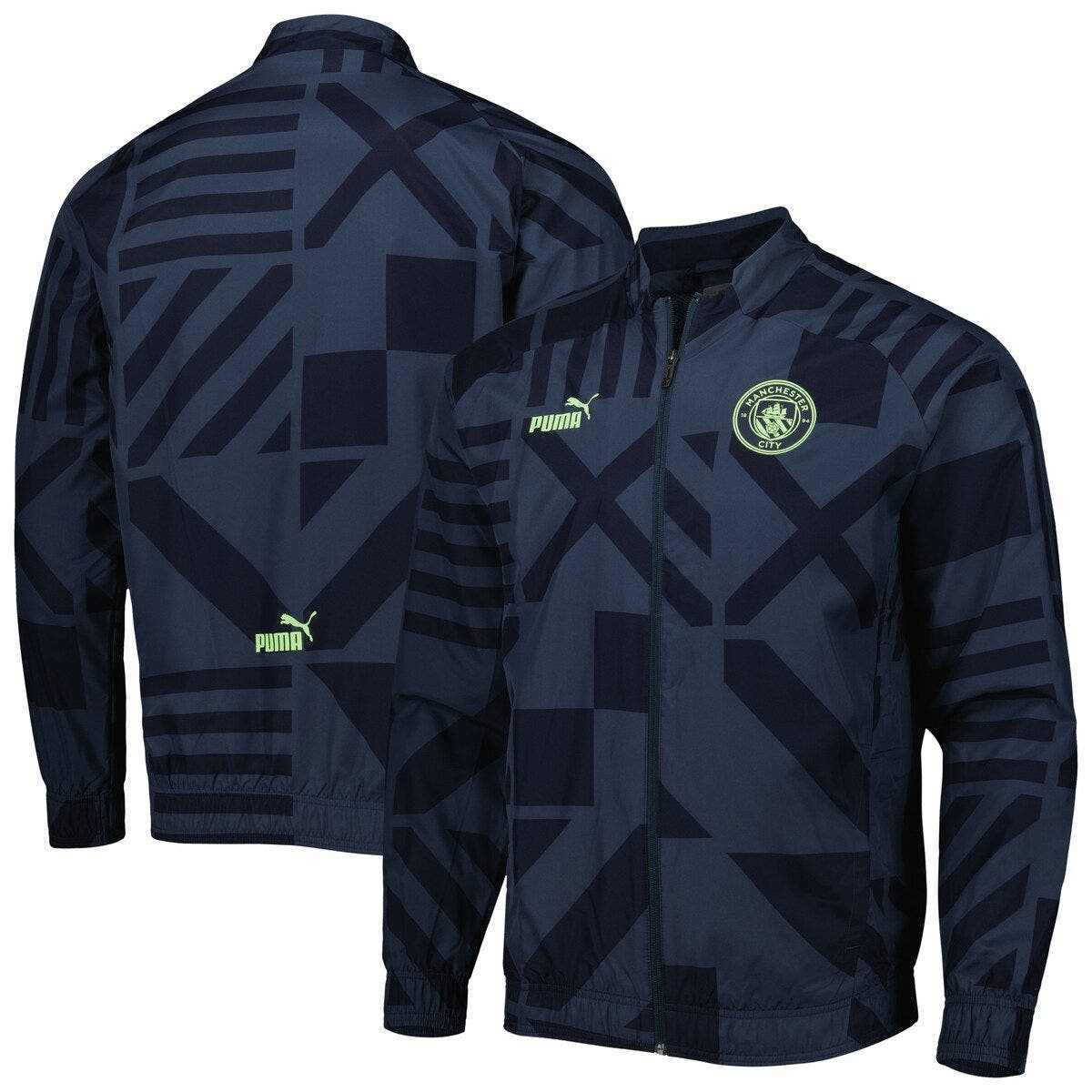 PUMA Men's Puma Navy Manchester City Pre-Match Raglan Full-Zip Training ...