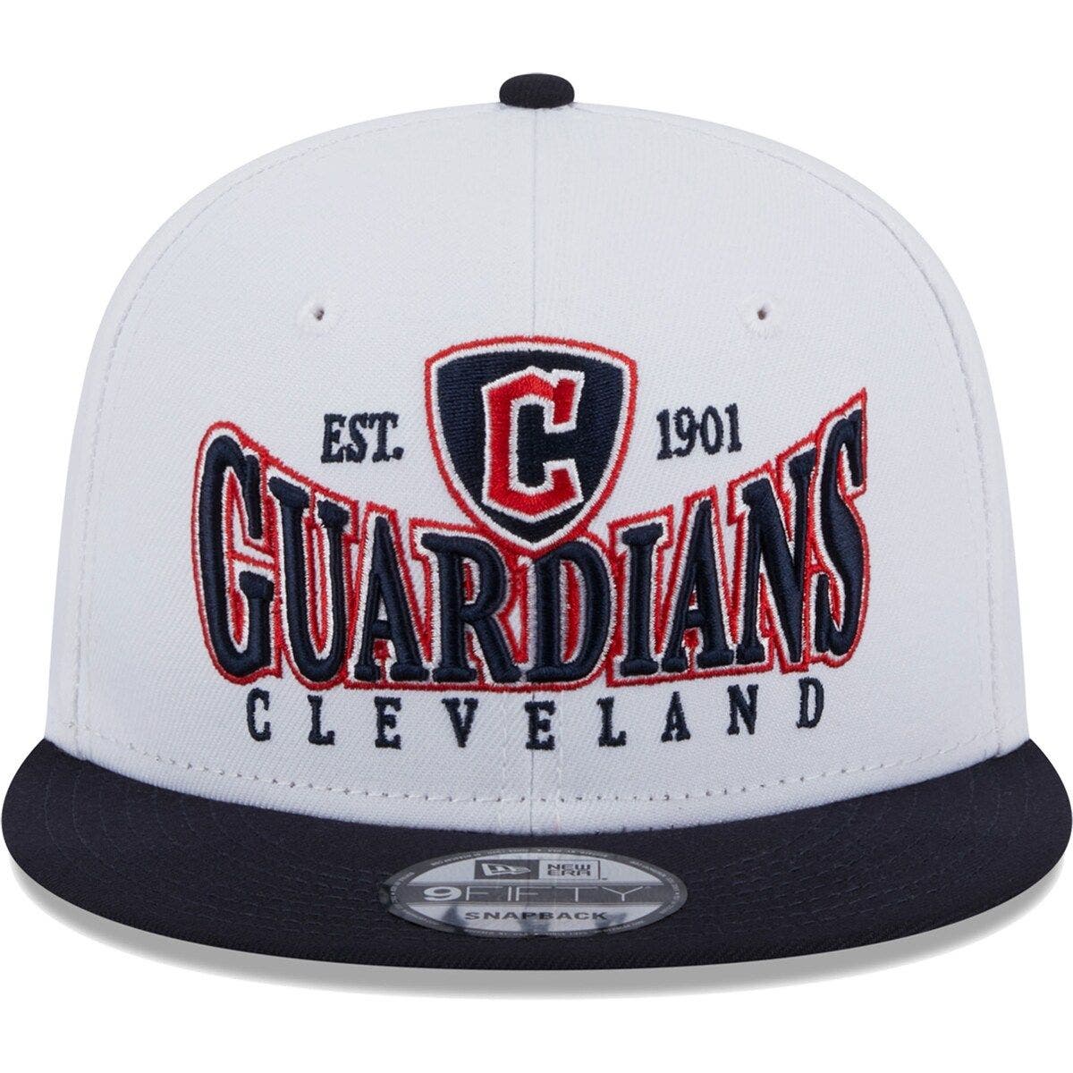New Era Men's New Era White/Navy Cleveland Guardians Crest 9FIFTY ...