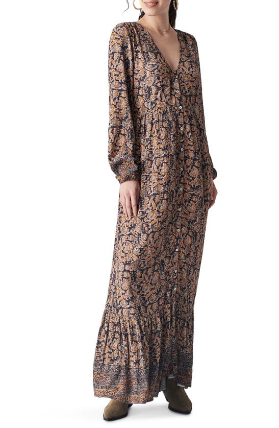 Faherty Toluca Long Sleeve Maxi Dress In Blue Bordeaux | ModeSens