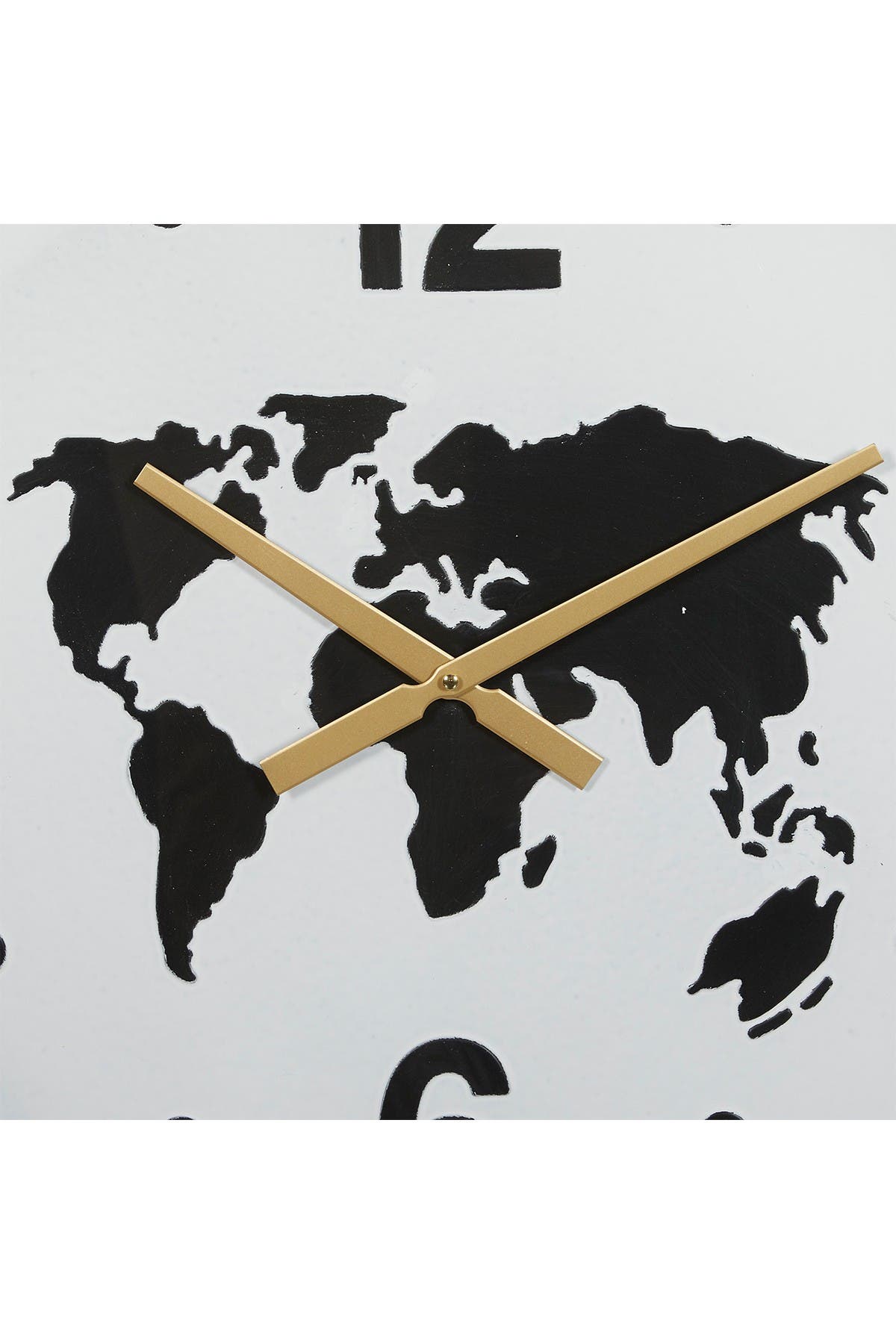 Willow Row Square Gold Metal Framed Wall Clock W/ Round Black & White ...