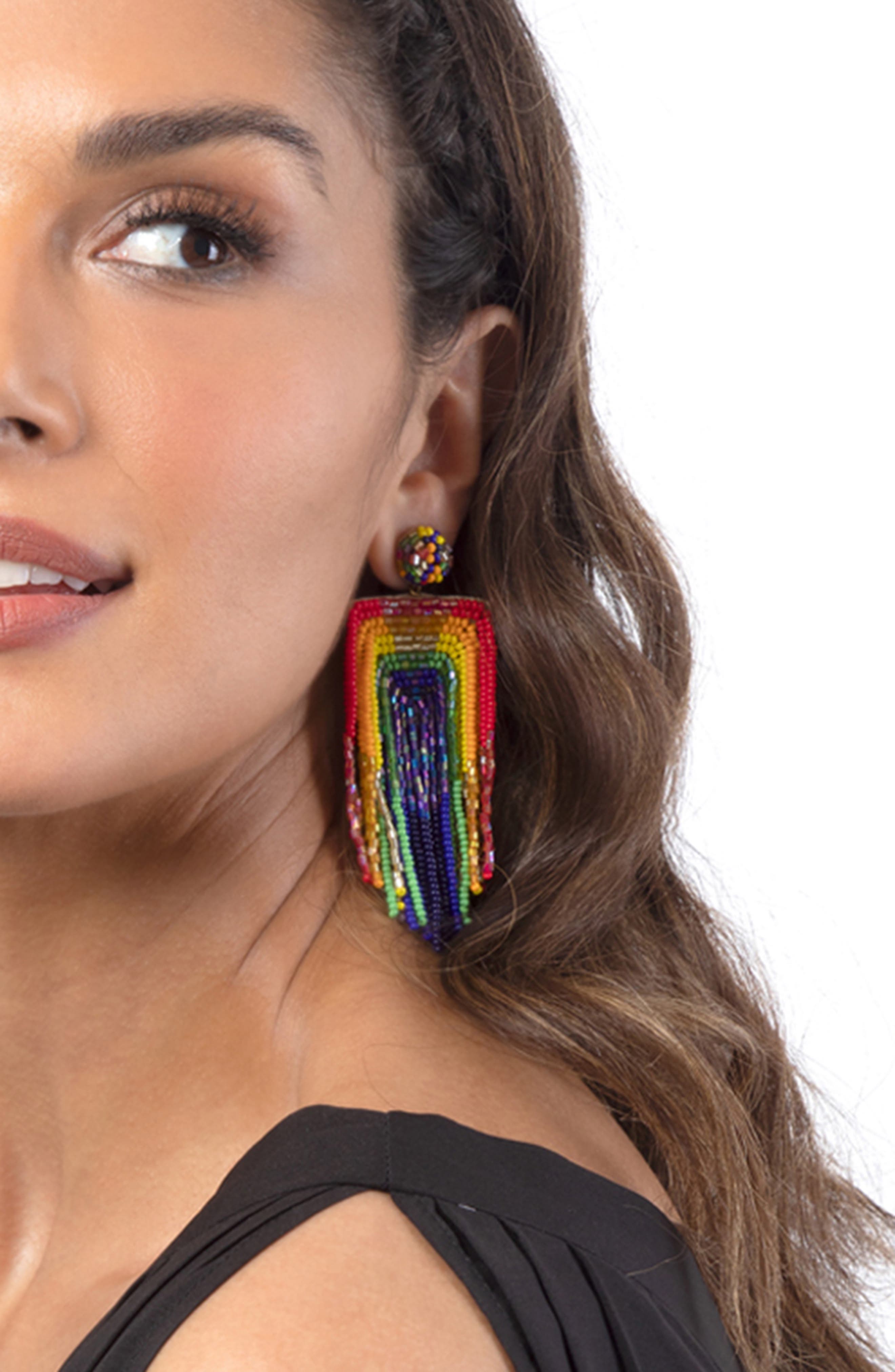 Deepa Gurnani Becka Rainbow Fringe Earrings | Nordstrom