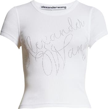 Alexander Wang Ombré Hotfix Cursive Logo Rib T-Shirt | Nordstrom