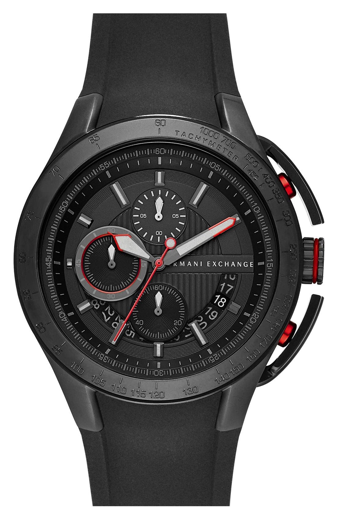 AX Armani Exchange Chronograph Silicone Strap Watch, 45mm | Nordstrom
