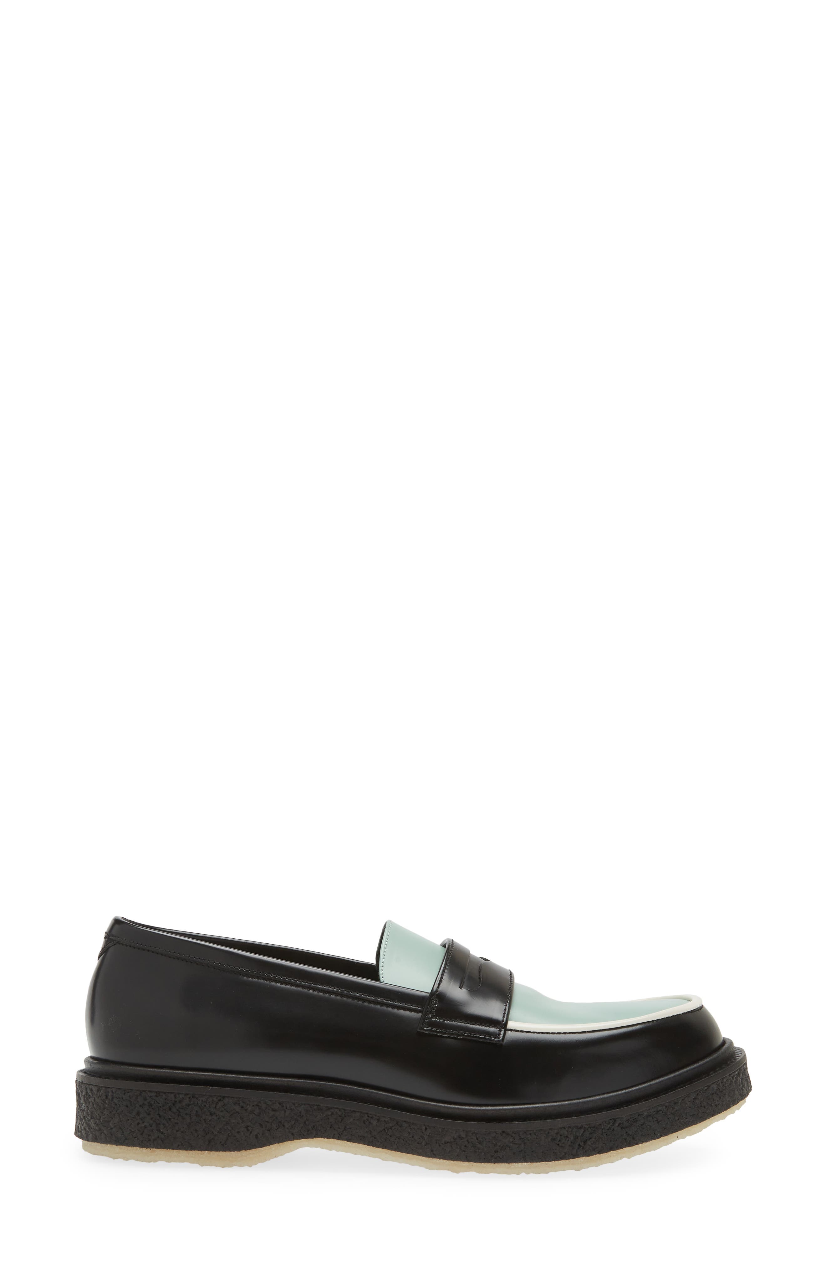 Adieu Colorblock Penny Loafer in Black/Pistachio/Ivory | Smart Closet