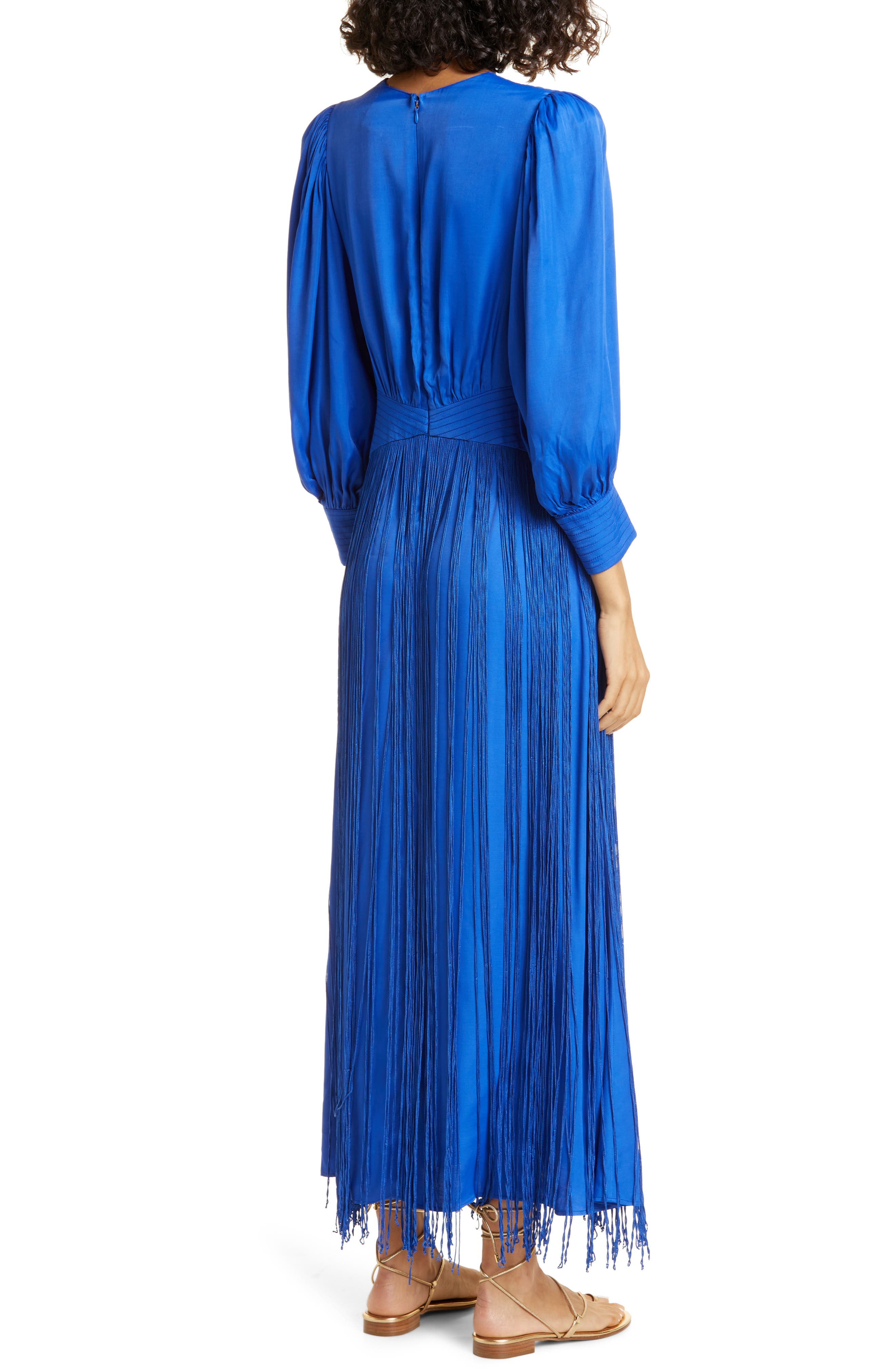 FARM Rio Fringe Long Sleeve Maxi Dress | Nordstrom