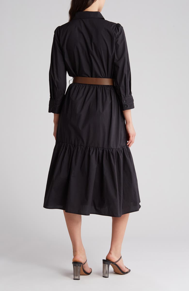 Ellen Tracy Three-Quarter Sleeve Belted Cotton Shirtdress | Nordstromrack