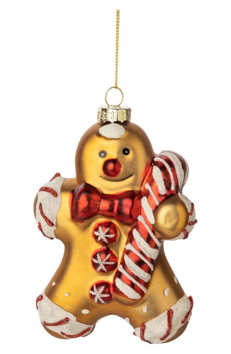 Gingerbread Man Glass Ornament