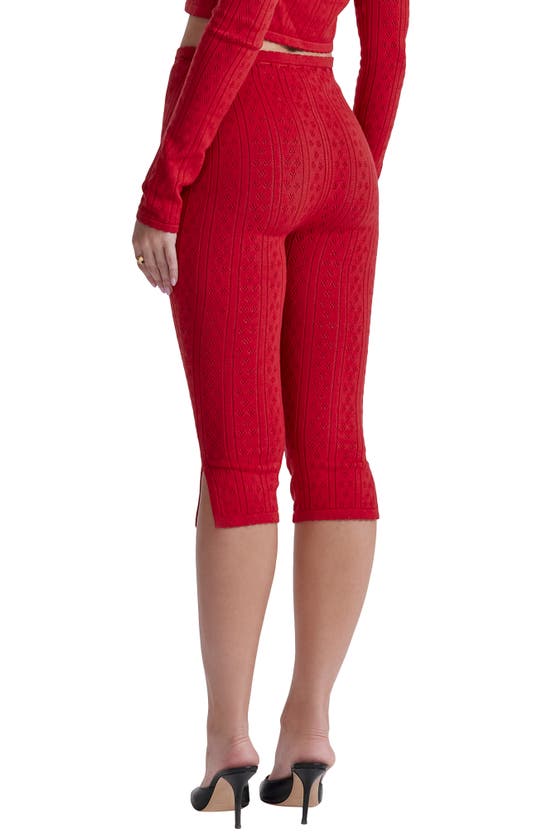 House Of Cb Abigail Pointelle Drawstring Capri Pants In Red Rose | ModeSens