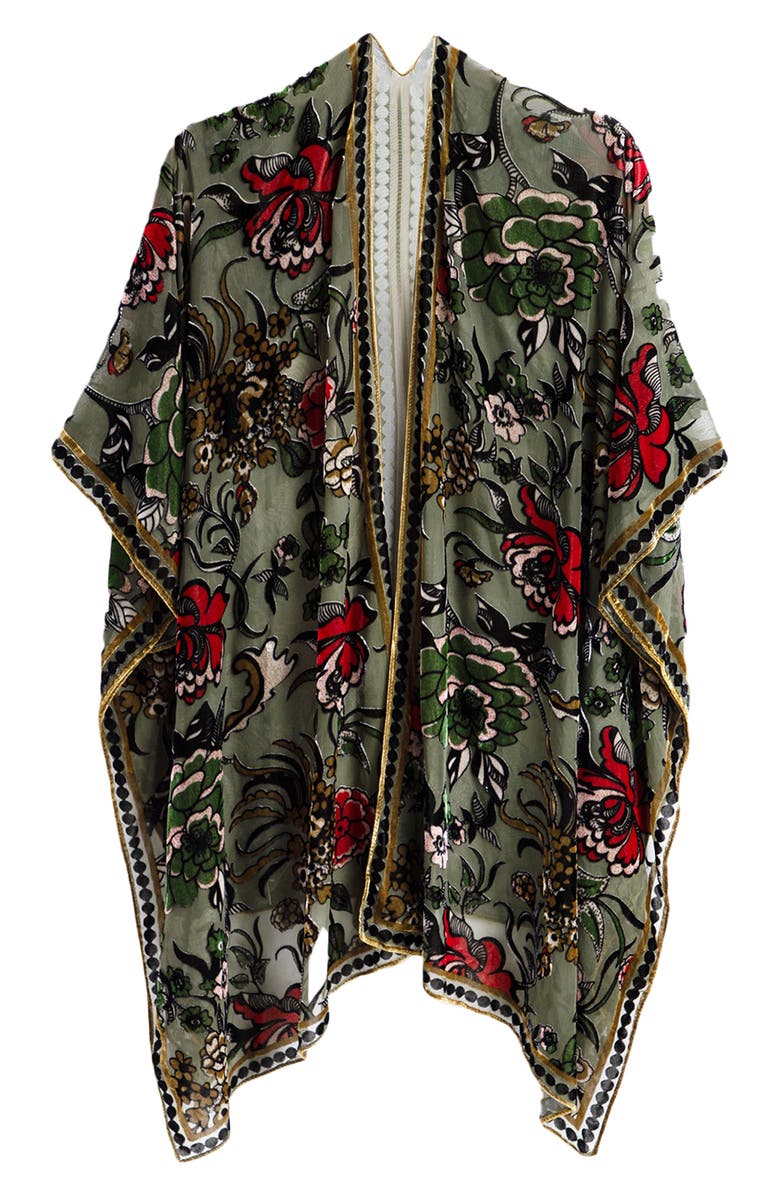 SAACHI Floral Velvet Burnout Ruana | Nordstromrack