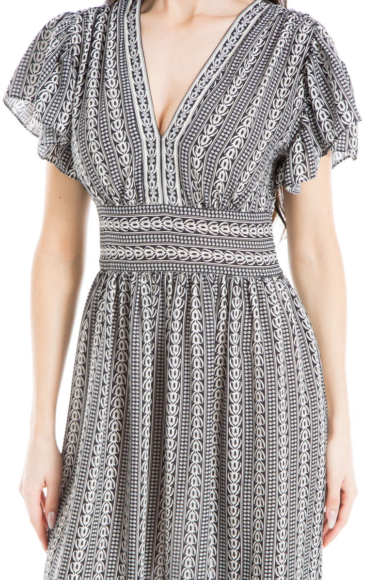MAX STUDIO Flutter Sleeve Floral Tiered Maxi Dress | Nordstromrack