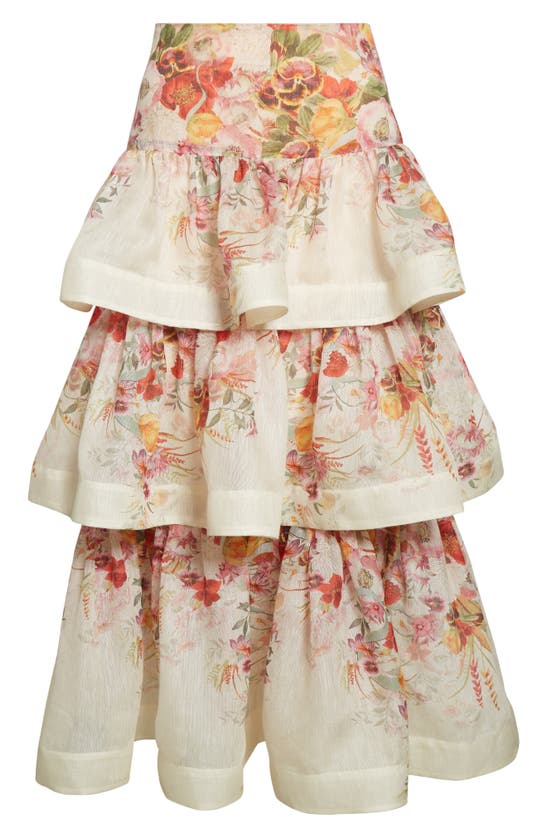 Zimmermann Wonderland Tiered Floral-print Linen And Silk-blend Midi ...