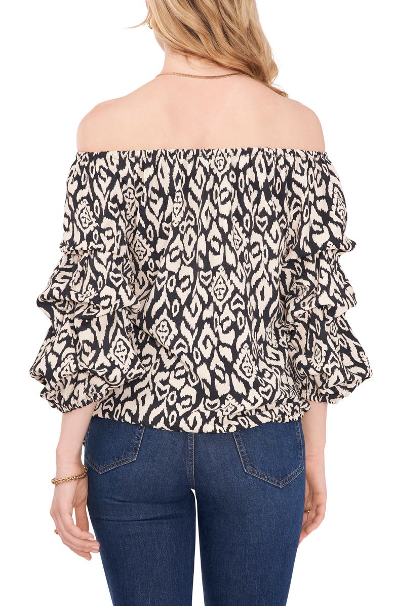 Vince Camuto Printed Off The Shoulder Bubble Sleeve Top Nordstrom