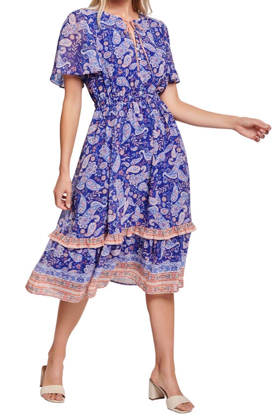 Lost + Wander Sunday Stroll Paisley Midi Dress In Blue Paisley | ModeSens