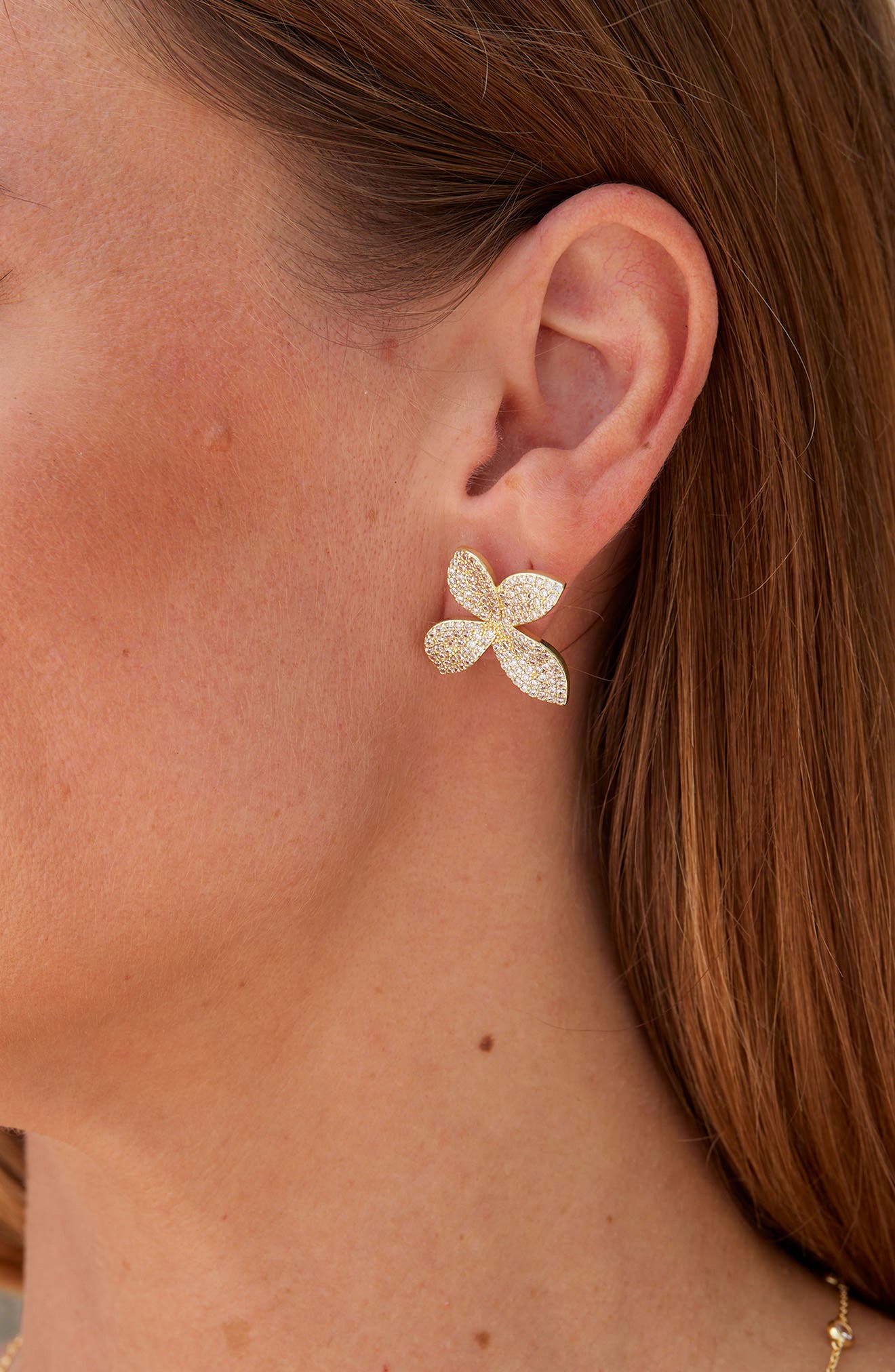 SAVVY CIE JEWELS Large Prime Rose Pavé Stud Earrings | Nordstromrack