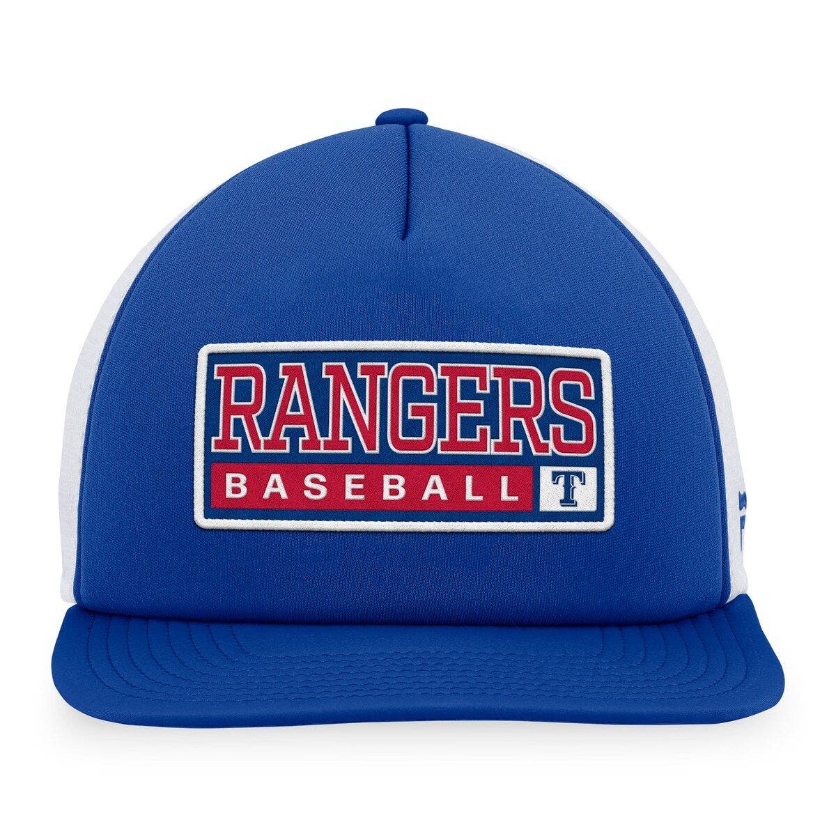 MAJESTIC Men's Majestic Royal/White Texas Rangers Foam Trucker Snapback ...