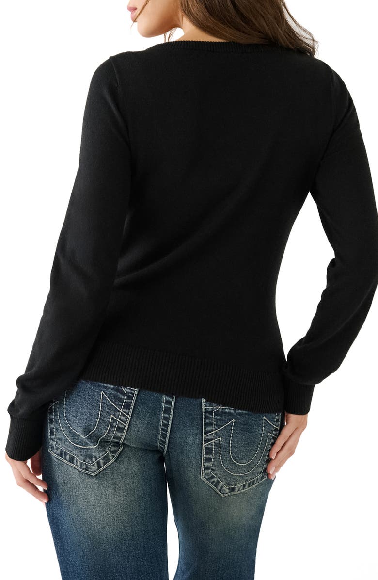 True Religion Brand Jeans Rhinestone Logo Pullover Sweater | Nordstromrack